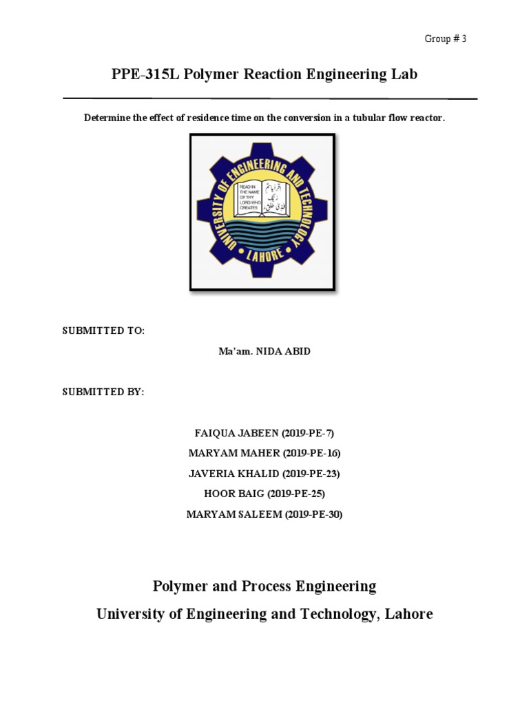 Group # 3 (Open Ended Lab Report) | PDF | Chemical Reactor | Reaction Rate