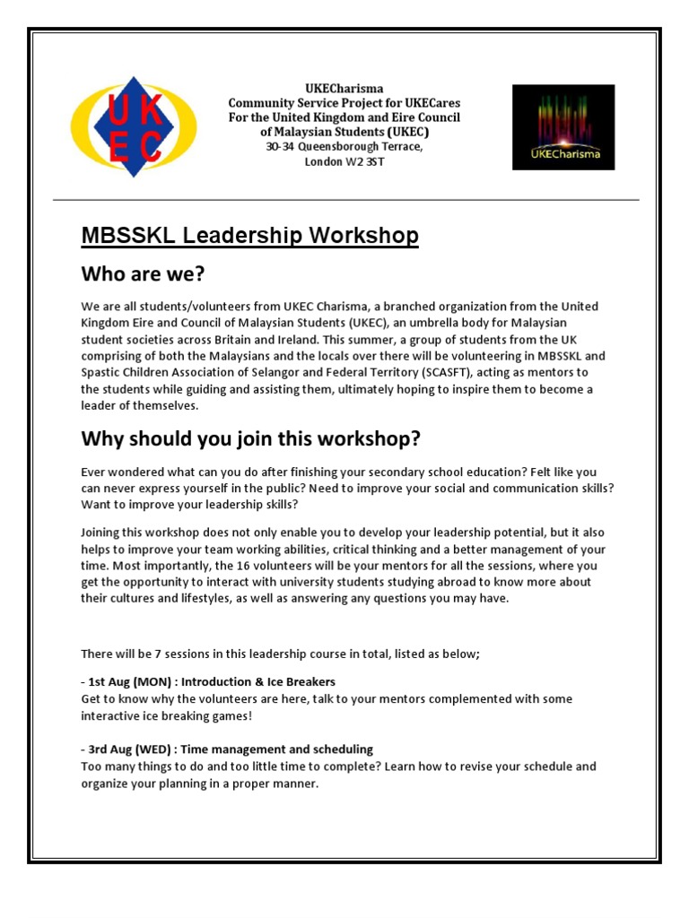 MBSSKL Leadership Workshop | PDF | Mentorship | Leadership