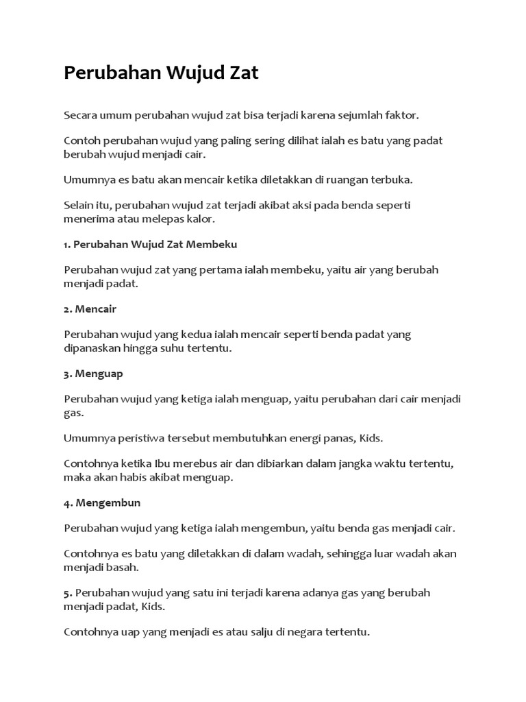 Proses Perubahan Wujud Zat | PDF