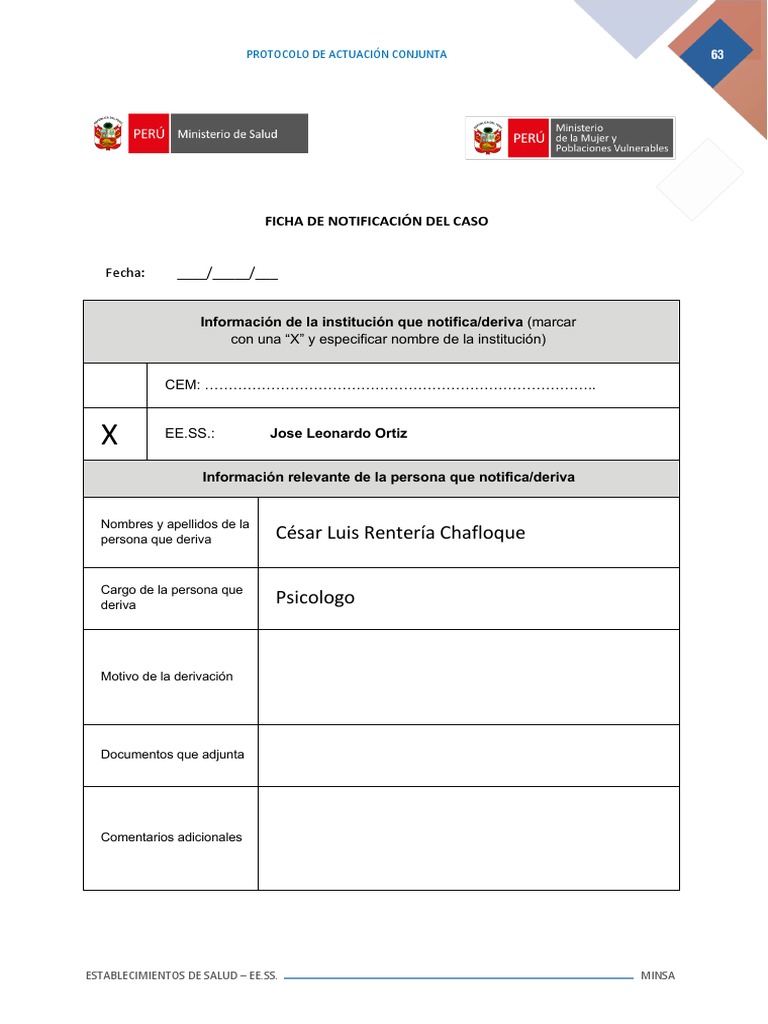 Ficha Notificacion Pac Cem - Eess | PDF
