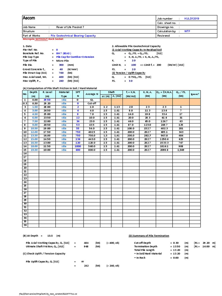 Geotechnical Analysis and Design of Micropiles with and without Rock Sockets for Foundation ...