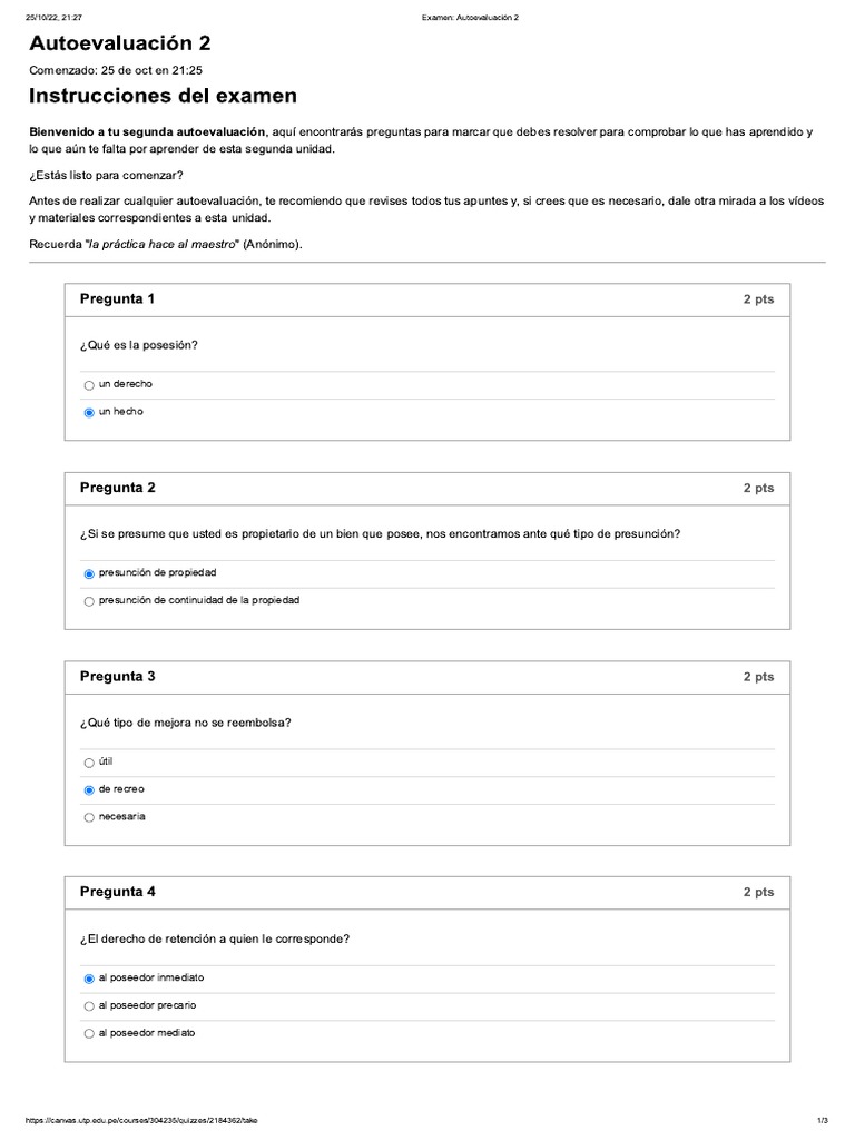 Examen - Autoevaluación 2 | PDF