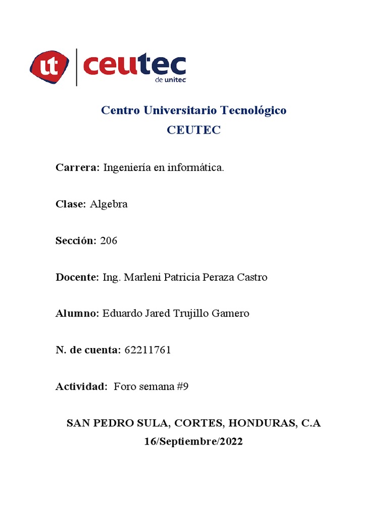 Foro Semana #9 - Eduardo Jared Trujillo Gamero - 62211761 | PDF