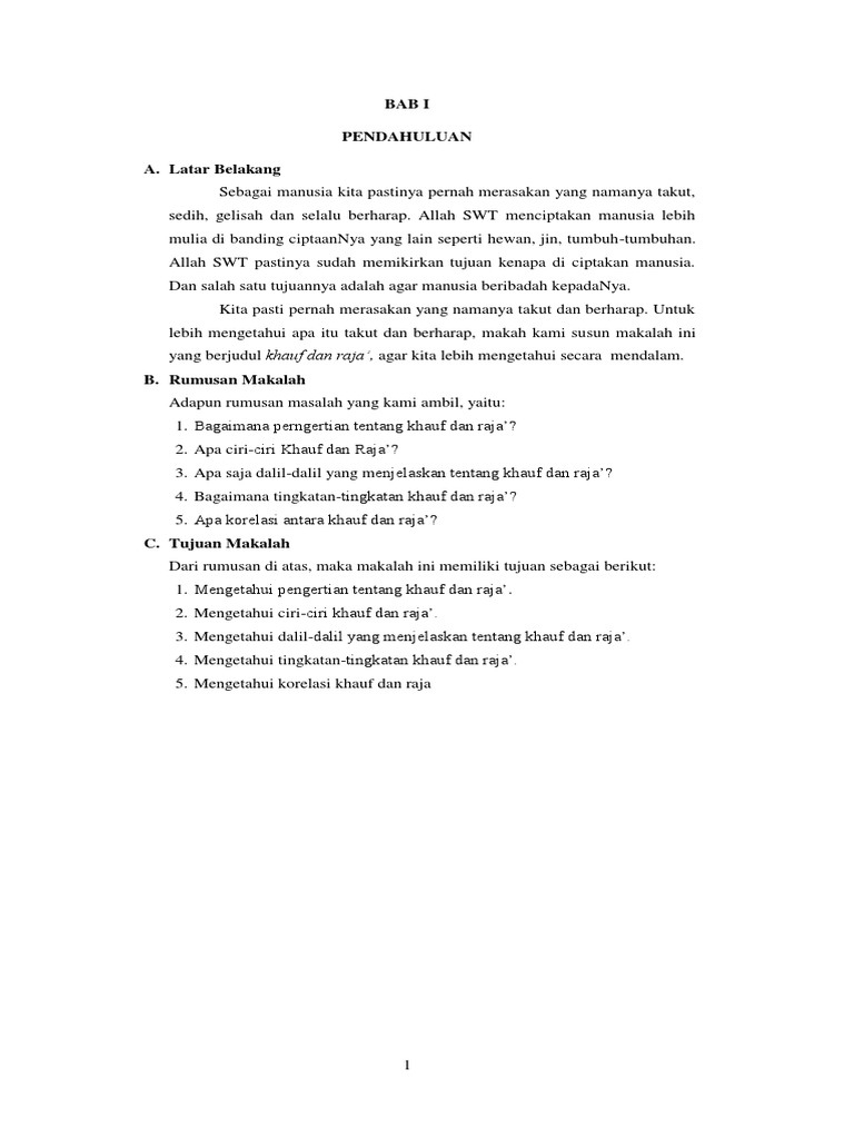 MENGENAL KHAUF DAN RAJA': PENGERTIAN, DALIL DAN KORELASI | PDF