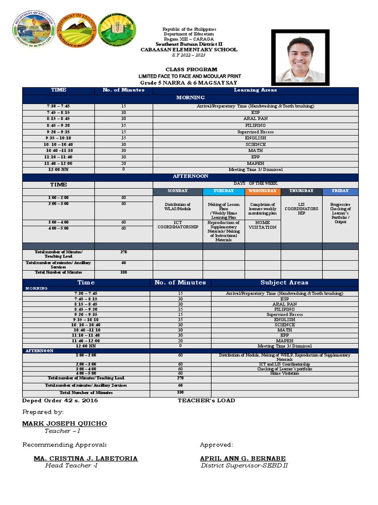 OFFICIAL Kindergarten Class Program 2022 2023 Facetoface | PDF | Cognition | Behavior Modification
