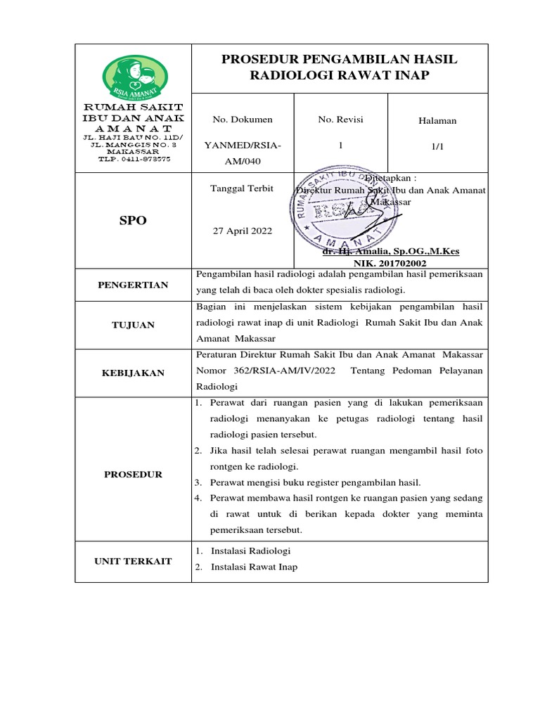 5.prosedur Pengambilan Hasil Radiologi Rawat Inap | PDF