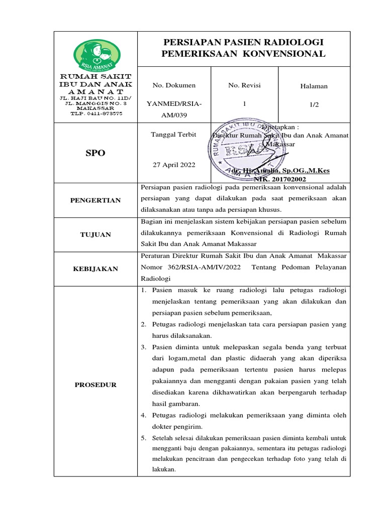 Persiapan Pasien Radiologi RSIA Amanat | PDF | Sains & Matematika