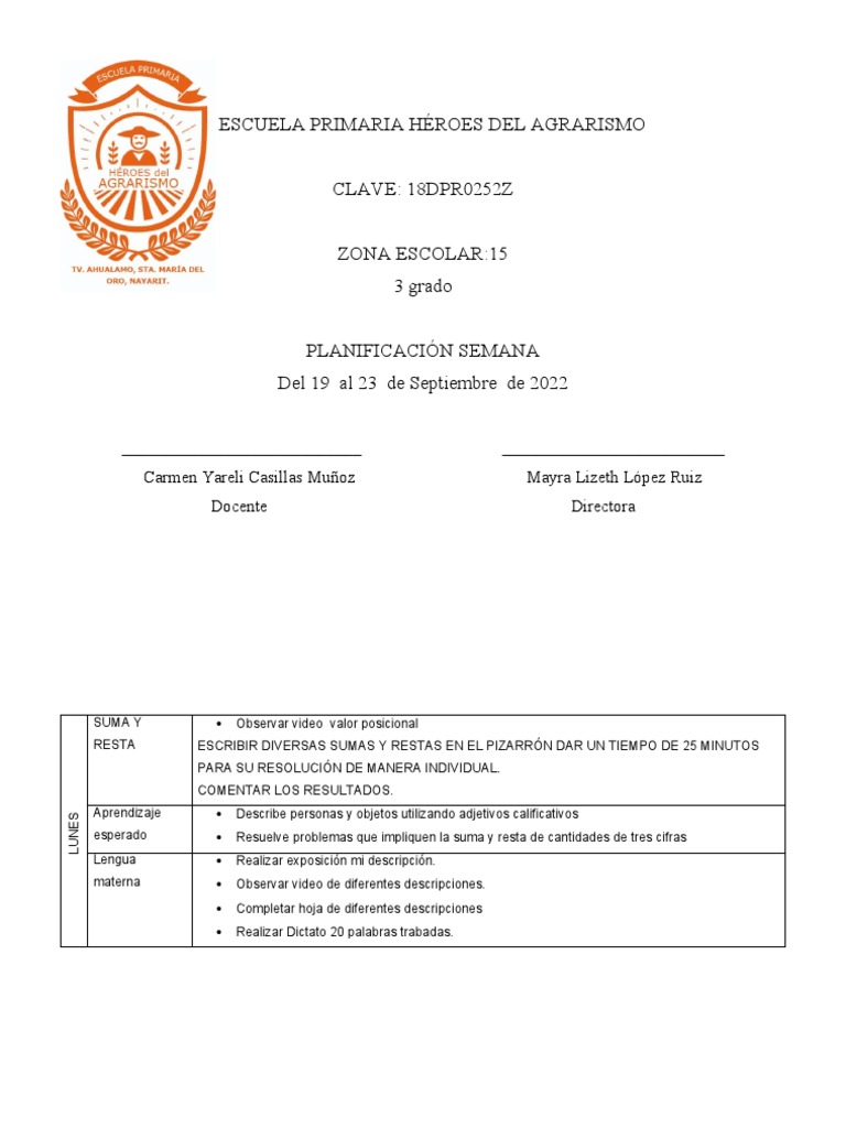 Semana 1. 3 Grado | PDF