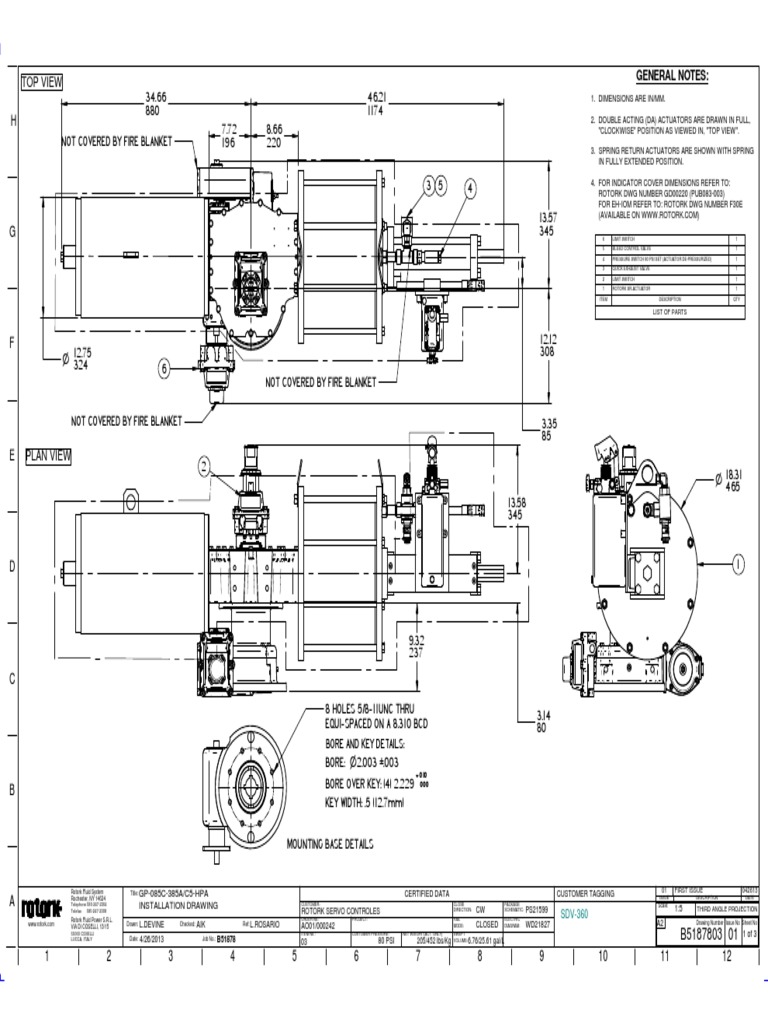 General notes and parts list for actuator assembly | PDF | Valve | Pressure