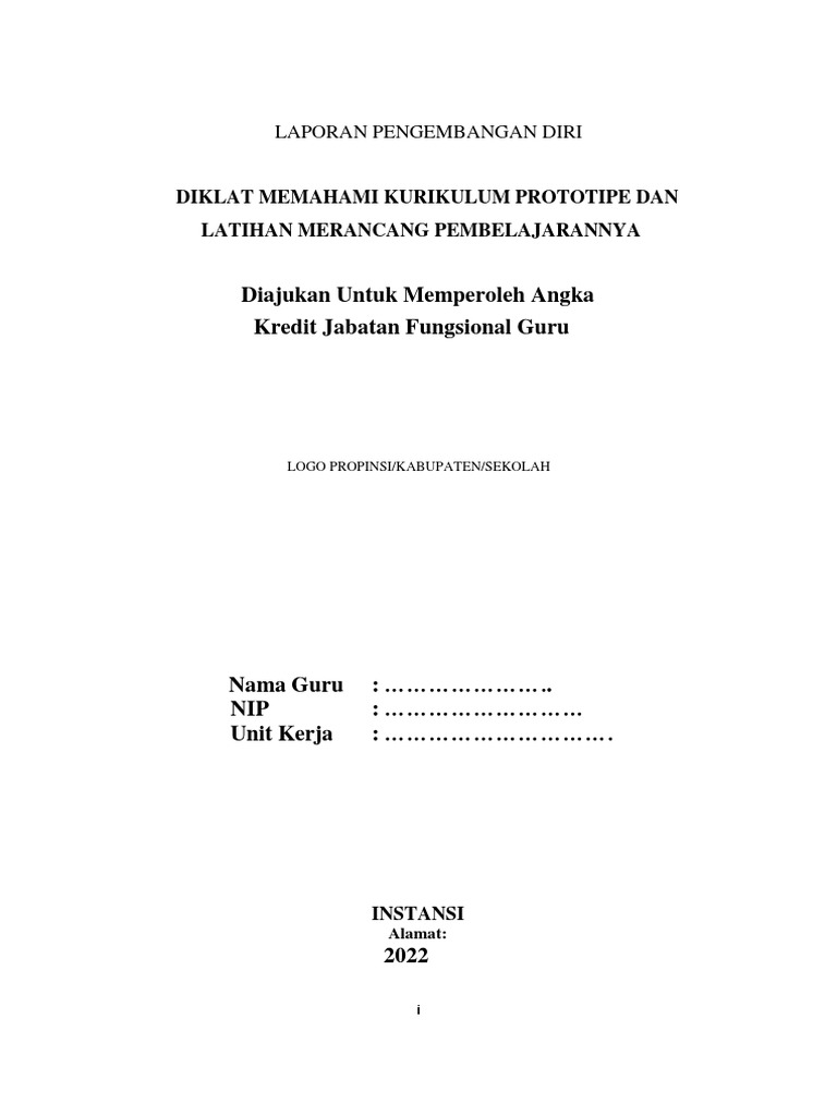 5.contoh Laporan Pengembangan Diri Diklat Kebijakan Kur. Prototipe | PDF