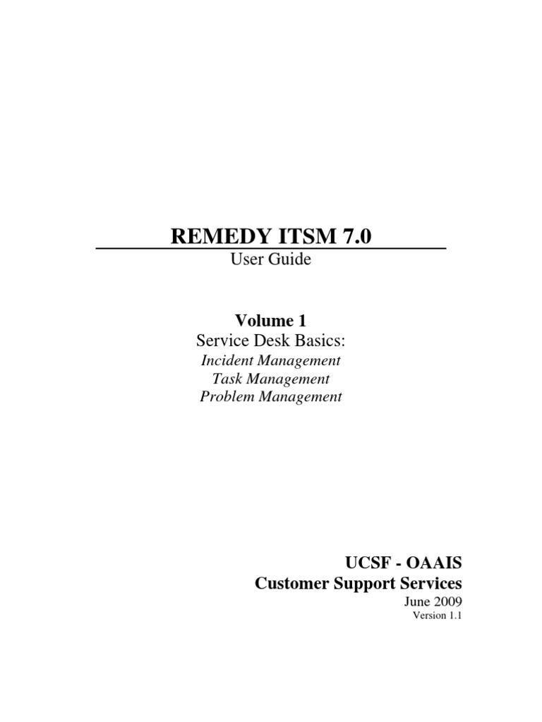 Remedy ITSM 7 Incident User Guide Ver 1.2 | PDF | Login | Command Line ...
