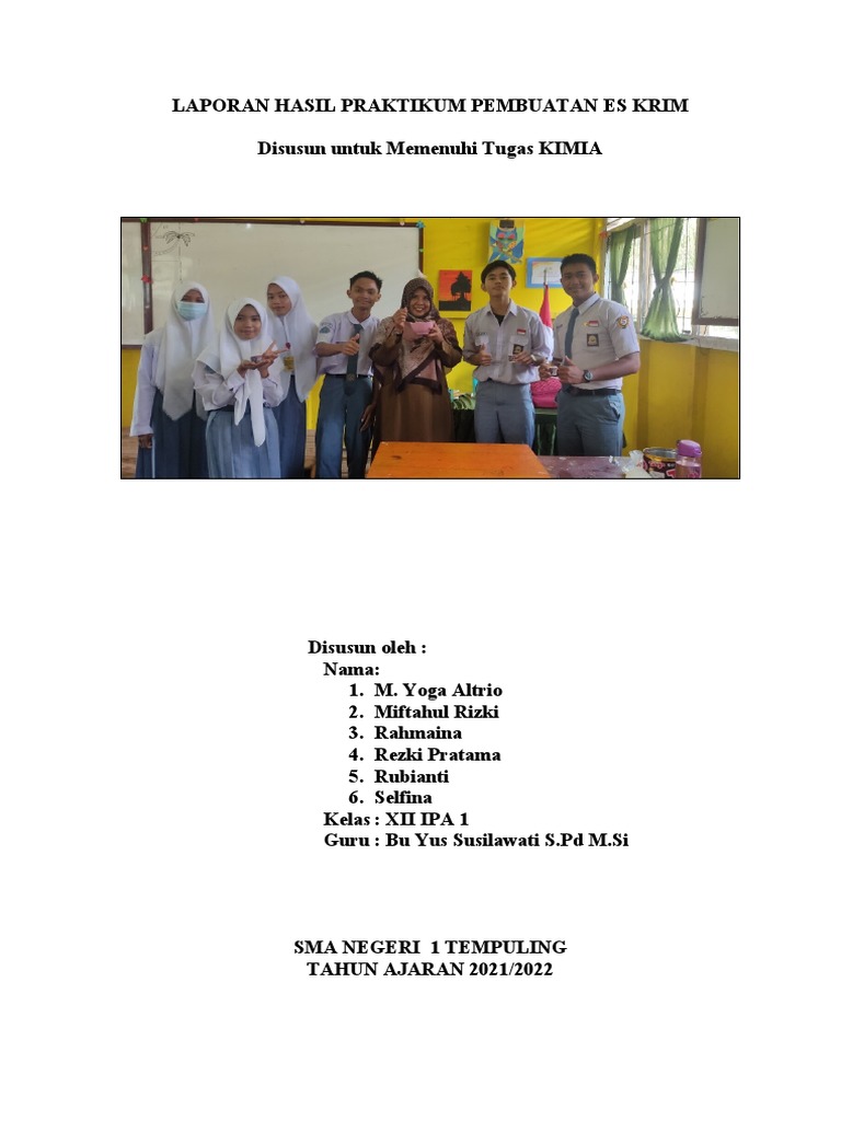 Kelompok 1 - XII IPA 1 - Praktikum Kimia - Sifat Koligatif Larutan, Penurunan Titik D | PDF