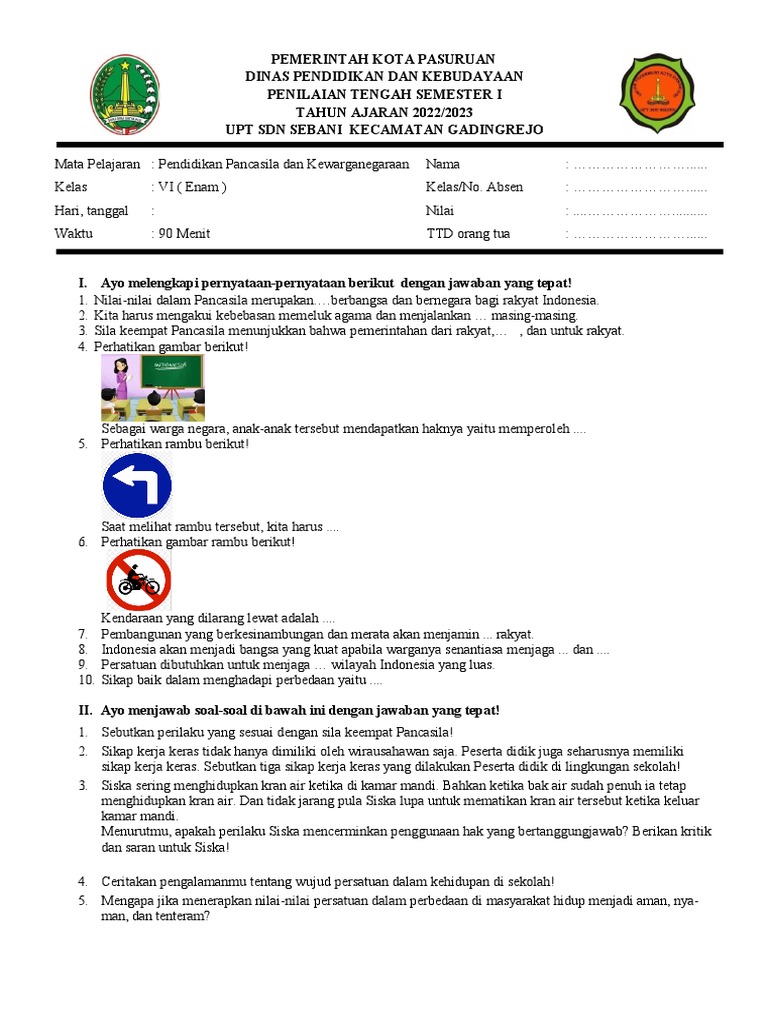 Soal Pts PPKN Fix | PDF