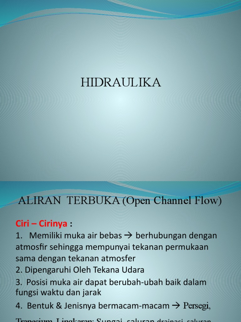 Hidraulika Saluran Terbuka | PDF