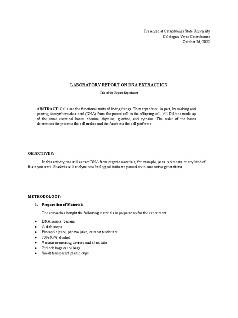 Dna Extraction | PDF | Dna | Ethanol