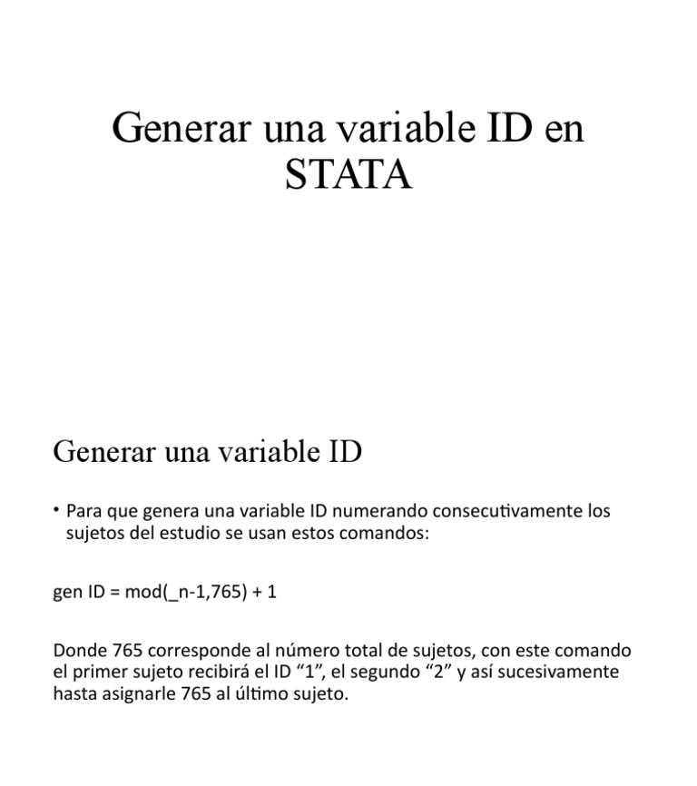 Generar Una Variable ID en STATA | PDF | Crecimiento personal y profesional | Informática