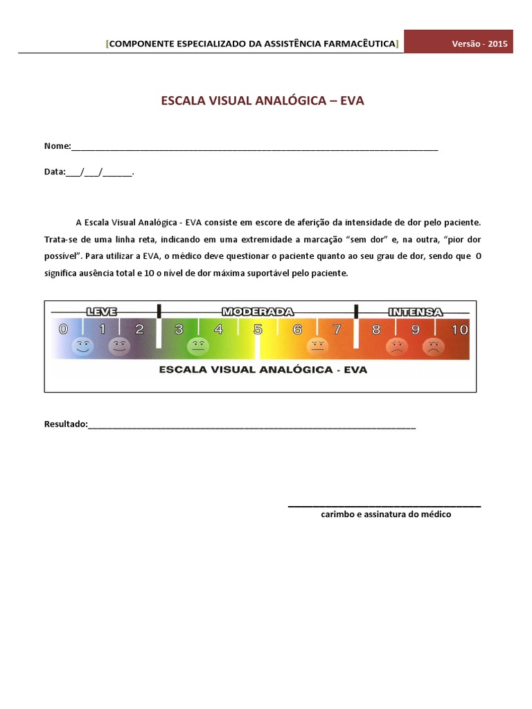Escala Visual Analógica de Dor (EVA) | PDF | Finanças e Administração ...