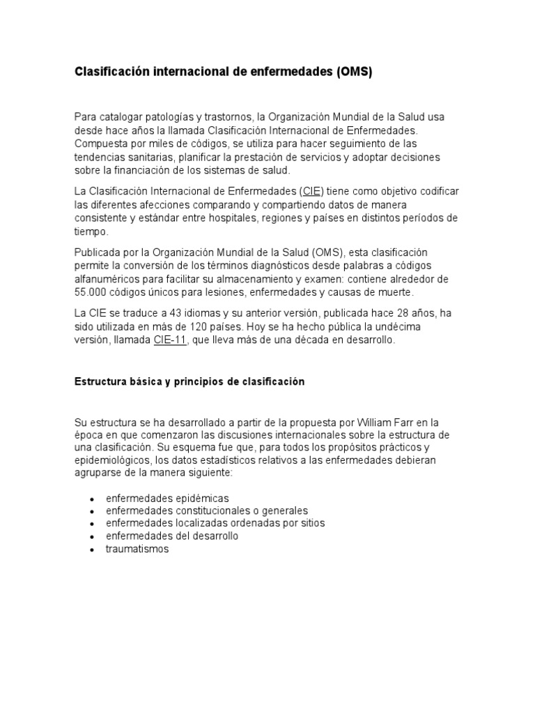 Clasificación Internacional De Enfermedades Pdf Organización