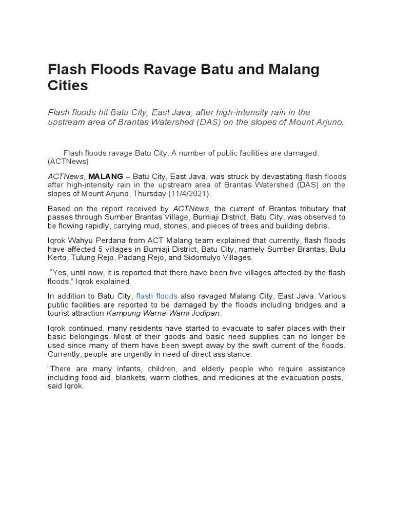 Flash Floods Ravage Batu and Malang Cities | PDF | Flood | Natural Events