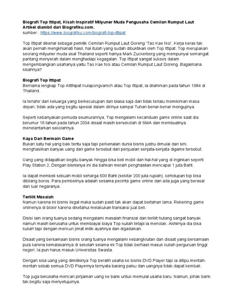 Biografi Top Ittipat | PDF