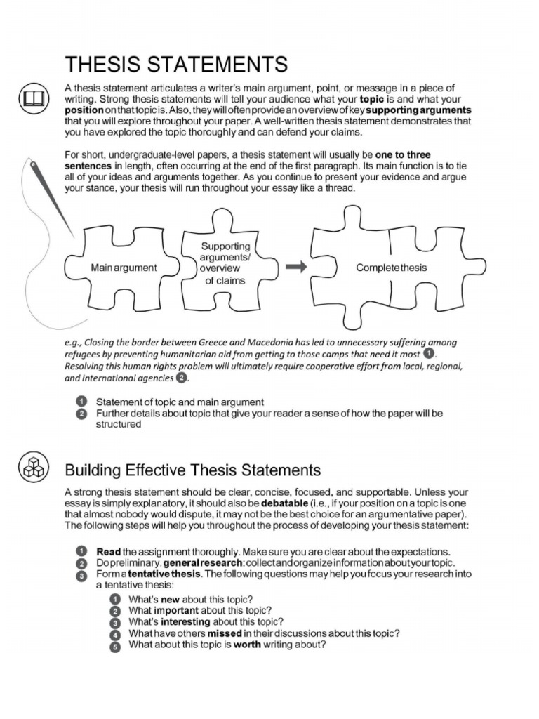 Thesis Statement Worksheet | PDF | Career & Growth