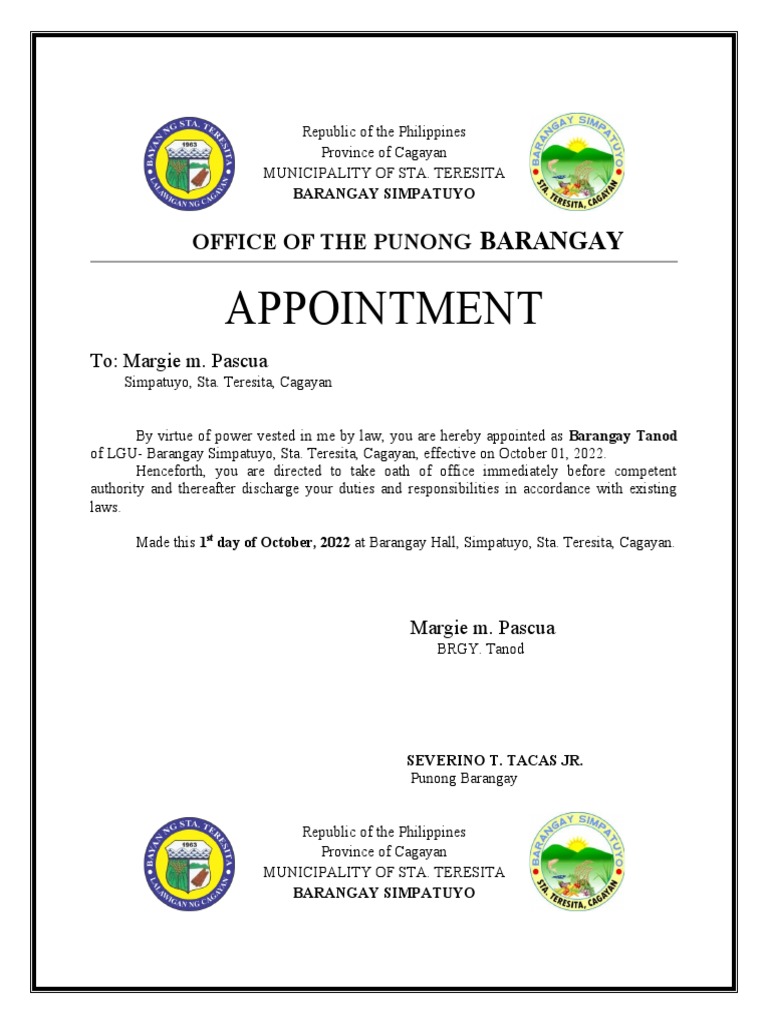 Appointment Order | PDF | Philippines Appointment Order | PDF | Philippines