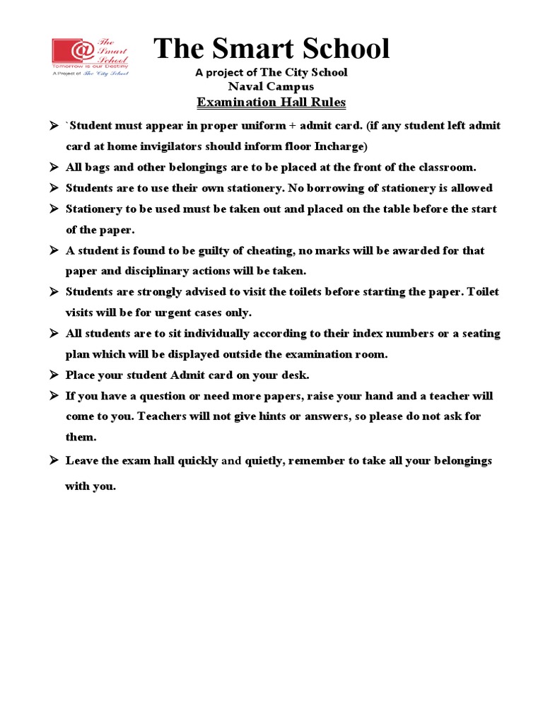 Examination Hall Rules | PDF
