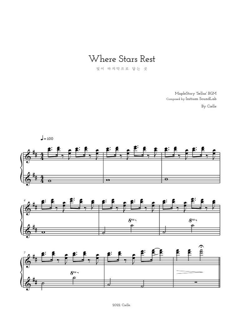 MapleStory OST 'Where Stars Rest (Sellas BGM, Ver.B) ' Piano Cover by ...