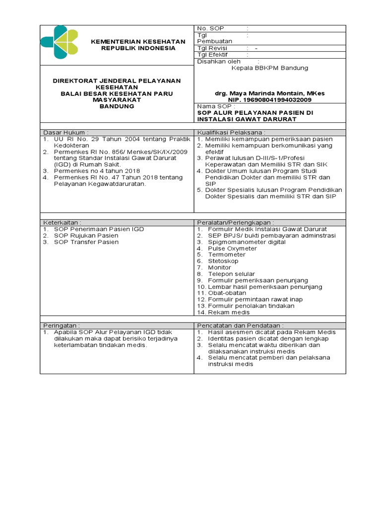 Sop Alur Pelayanan Igd | PDF