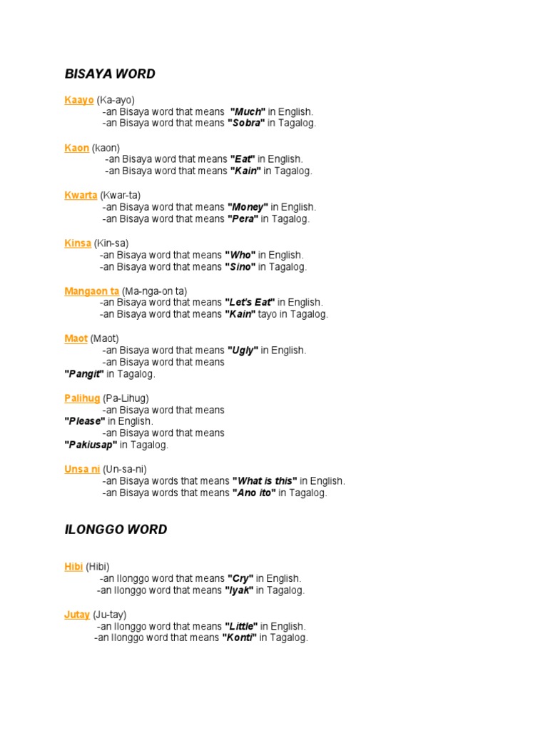 Bisaya Word | PDF | Southeast Asia | Cognitive Science