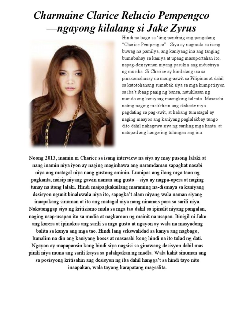 Charmaine Clarice Relucio Pempengco - Ngayong Kilalang Si Jake Zyrus | PDF