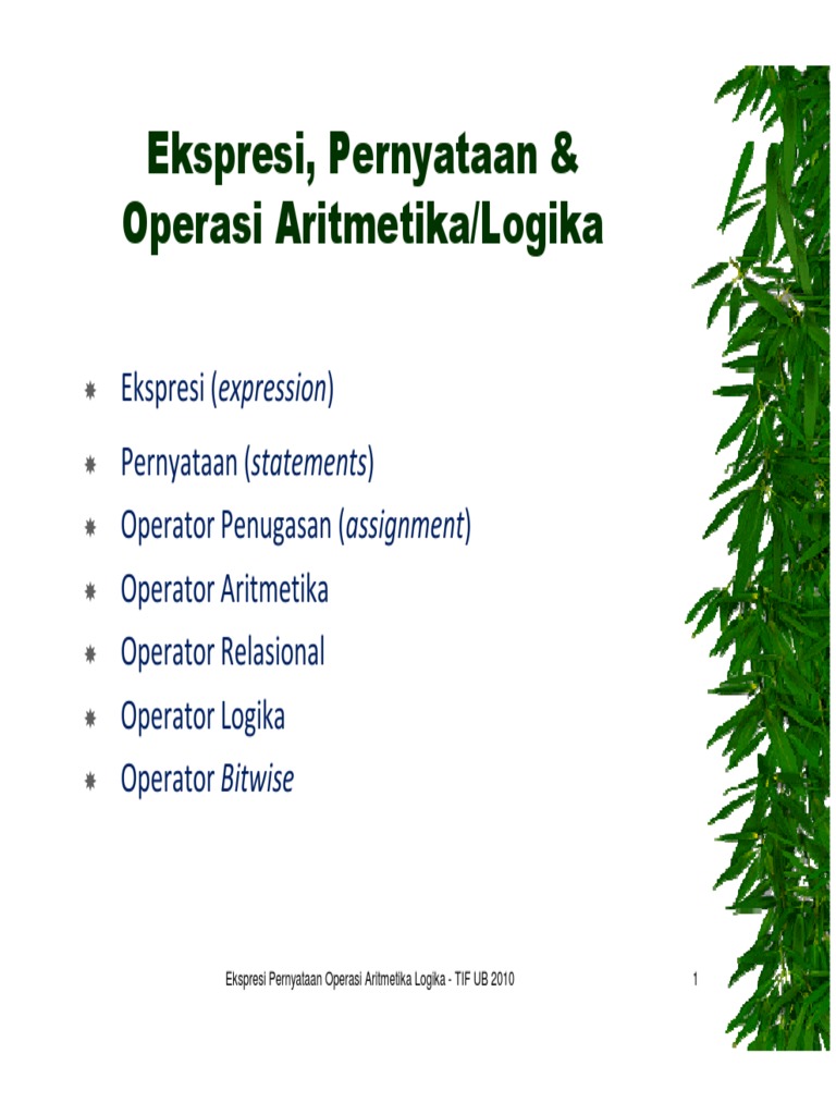 Ekspresi, Pernyataan & Operasi Aritmetika/Logika | PDF