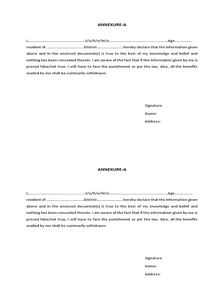 Self Attestation Form | PDF