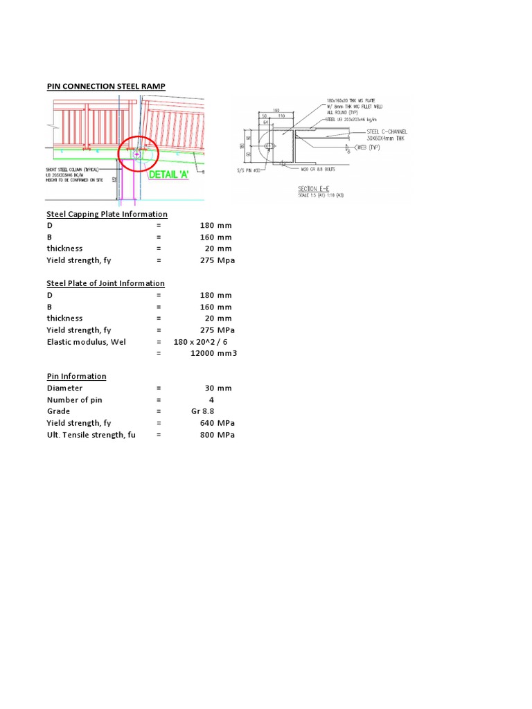 Connection Design ST02 - Pin Connection (STEEL RAMP) | PDF | Strength ...