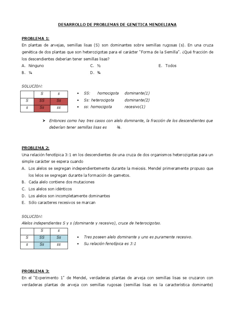 Problemas de Genética Mendeliana Resueltos | PDF | Dominancia (Genética ...