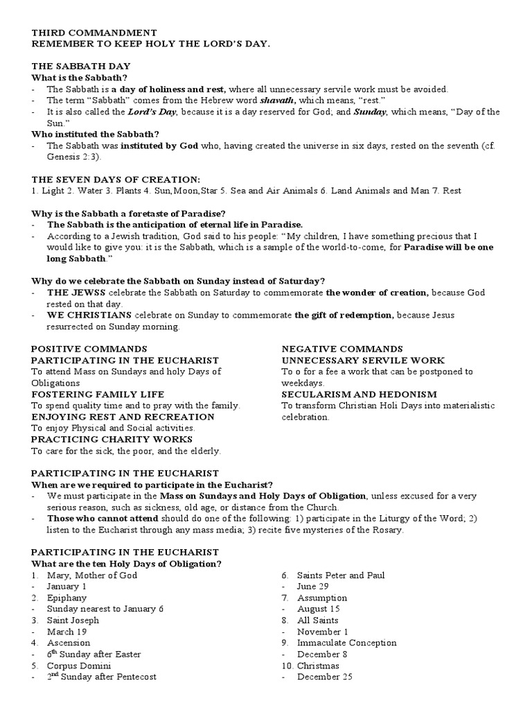 3rd Commandments | PDF | Ten Commandments | Sabbath In Christianity