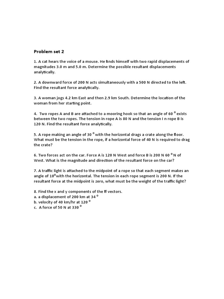 Problem Set 2 | PDF | Euclidean Vector | Force