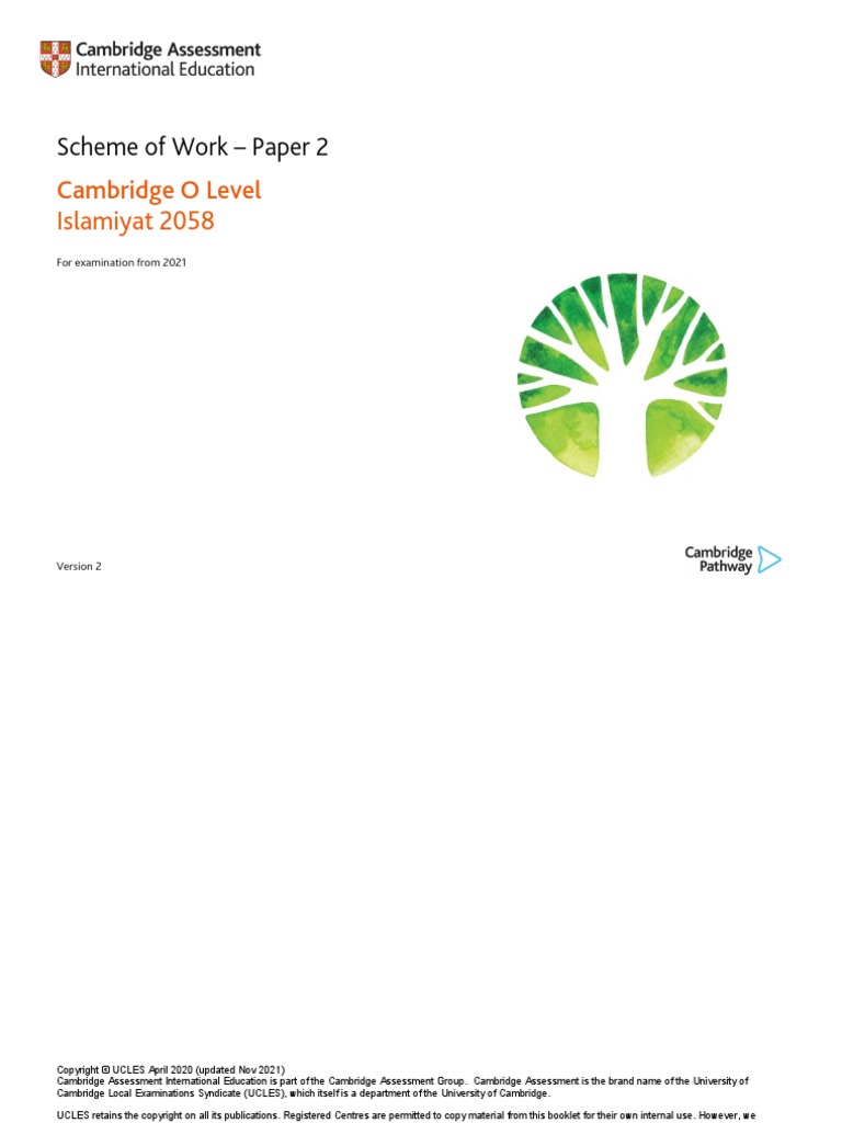 2058 Scheme of Work Paper 2 (For Examination From 2021) | PDF | Hadith ...