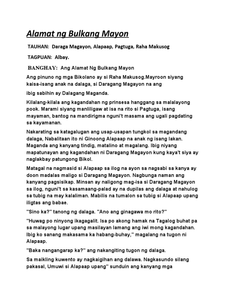 Alamat NG Bulkang Mayon | PDF