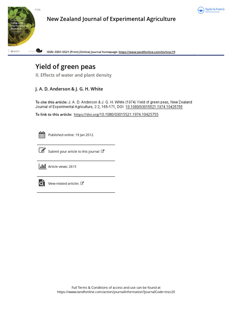 Yield of Green Peas | PDF | Legume | Pea