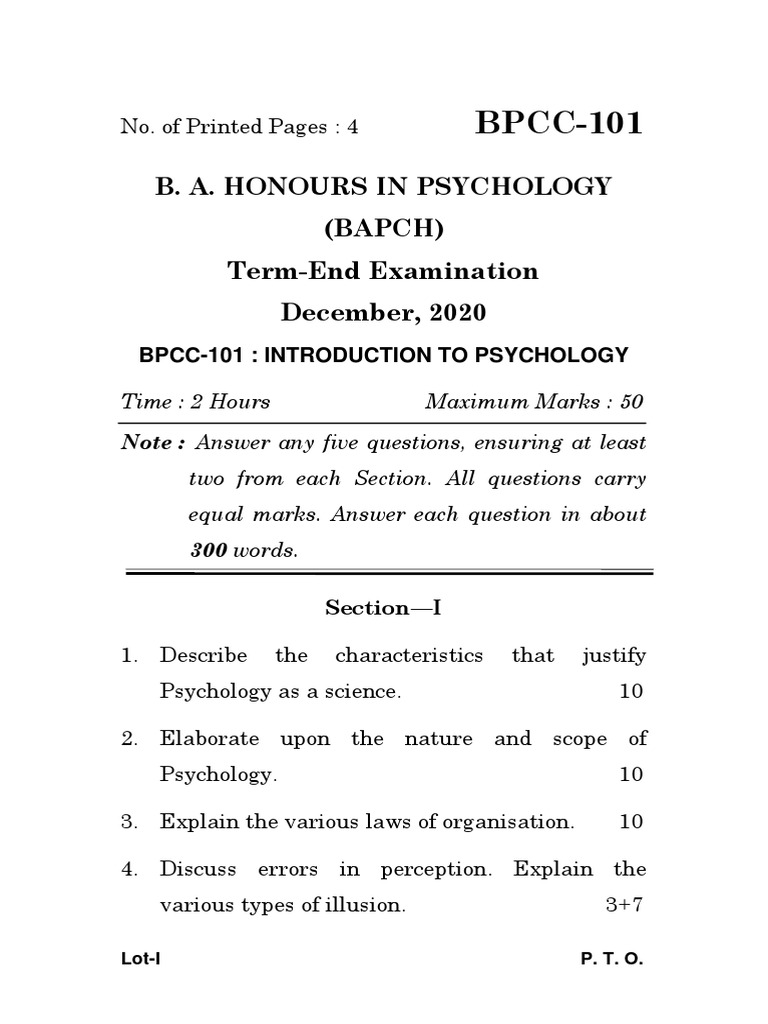 BPCC 101 | Download Free PDF | Cognitive Psychology | Behavioural Sciences