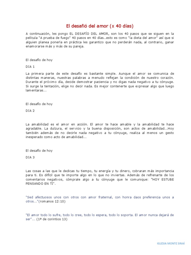 Desafió Del Amor (40 Días) | PDF | Amor | Oración