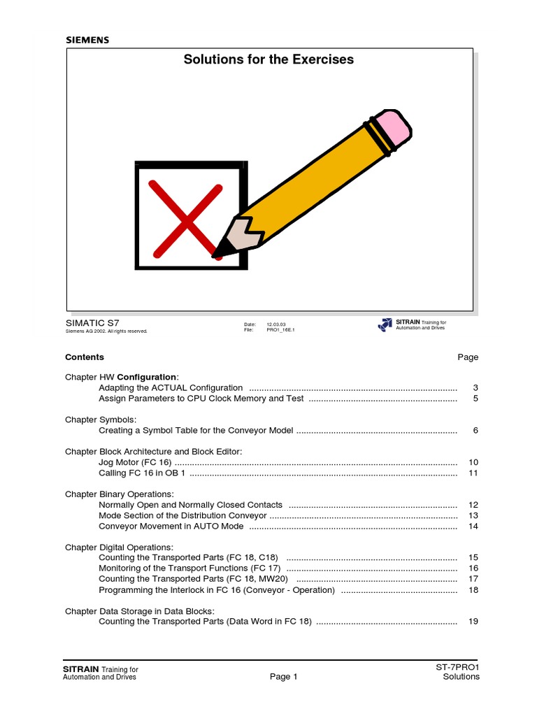 Solutions For The Exercises: Training For Automation and Drives | PDF ...