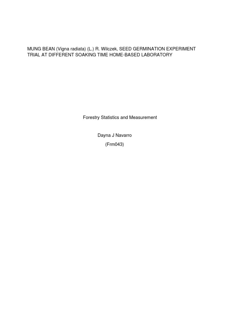 Mung Bean Germination Soaking Study | PDF | Seed | Bean