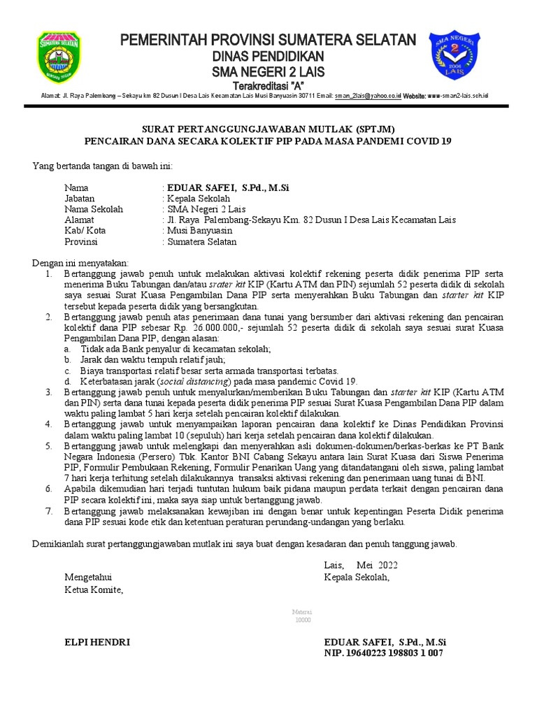 Surat Pertanggungjawaban Mutlak | PDF