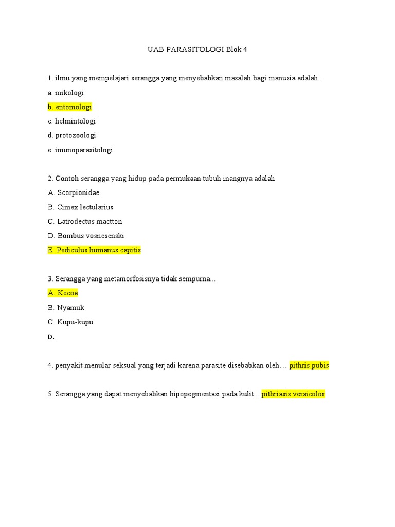 Uab Parasitologi | PDF