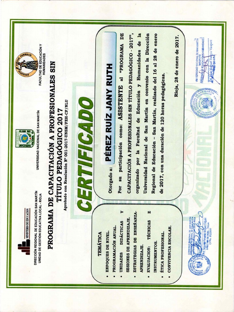 Certificado Asistente | PDF