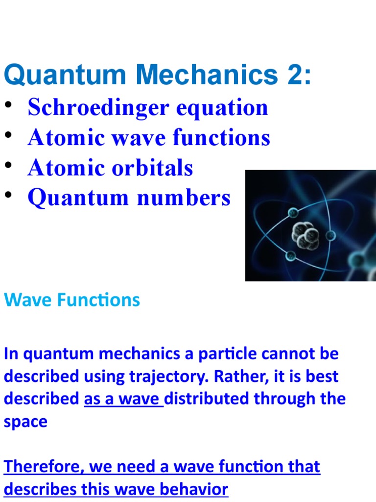 Schroedinger Equation Atomic Wave Functions Atomic Orbitals Quantum ...