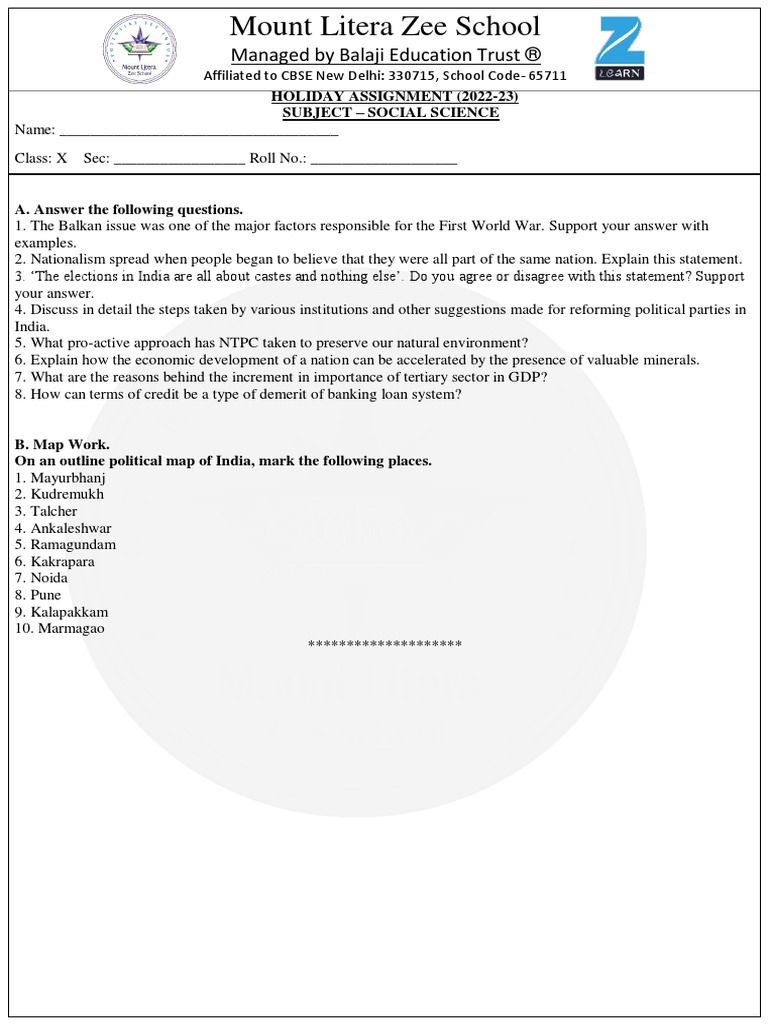 Grade - 10 - Social Science HH 2022-23 | PDF