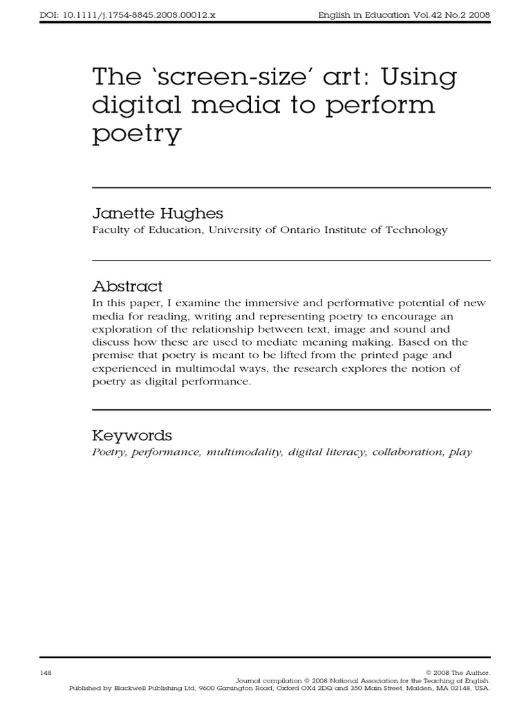 The Screen-Size' Art: Using Digital Media To Perform Poetry | PDF ...